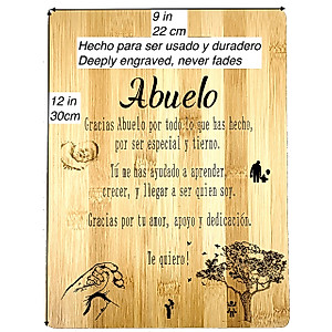 Regalo para Abuelo: tabla de cortar de bambú grabada (22 x 30 cm) Gift for Grandpa-Engraved bamboo cutting board 9"x12"