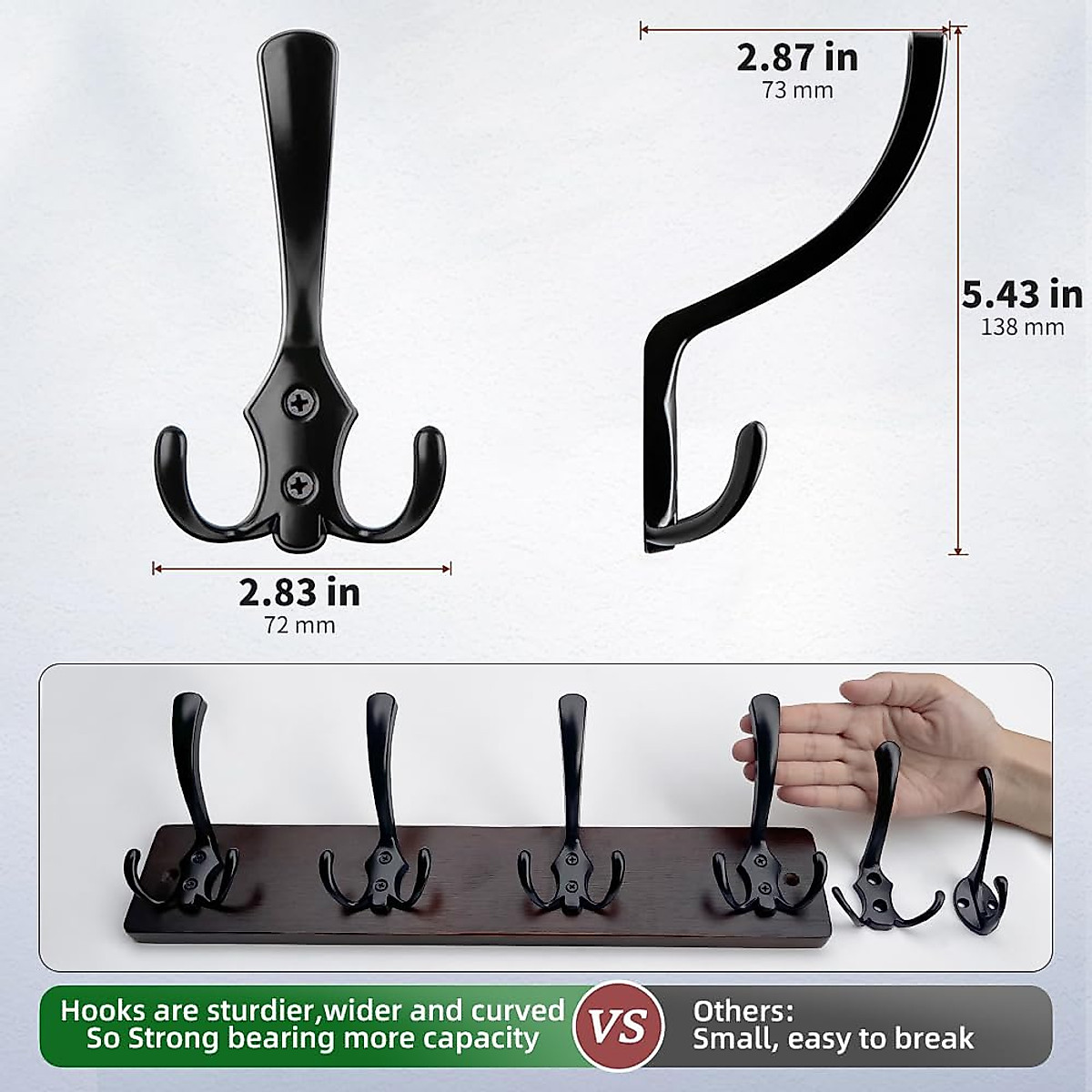 UDENIS Wall Mount Wooden Coat Rack,Coat Hanger with 4 Metal Hooks for Dog leashes Key Towel Robe Coat Entryway Bathroom Mudroom,Dark Brown