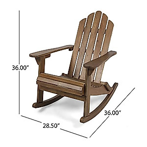 Christopher Knight Home Cara Outdoor Adirondack Acacia Wood Rocking Chair, Dark Brown Finish