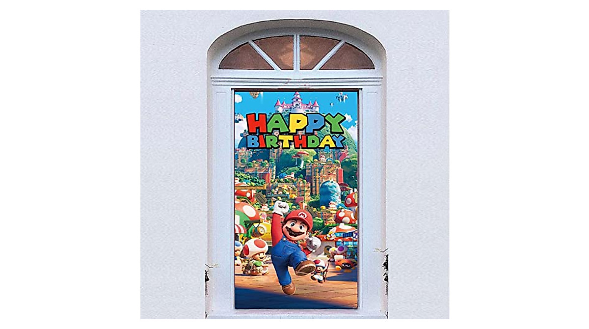 Super Mario Birthday Door Banner - Adventure Game Decor