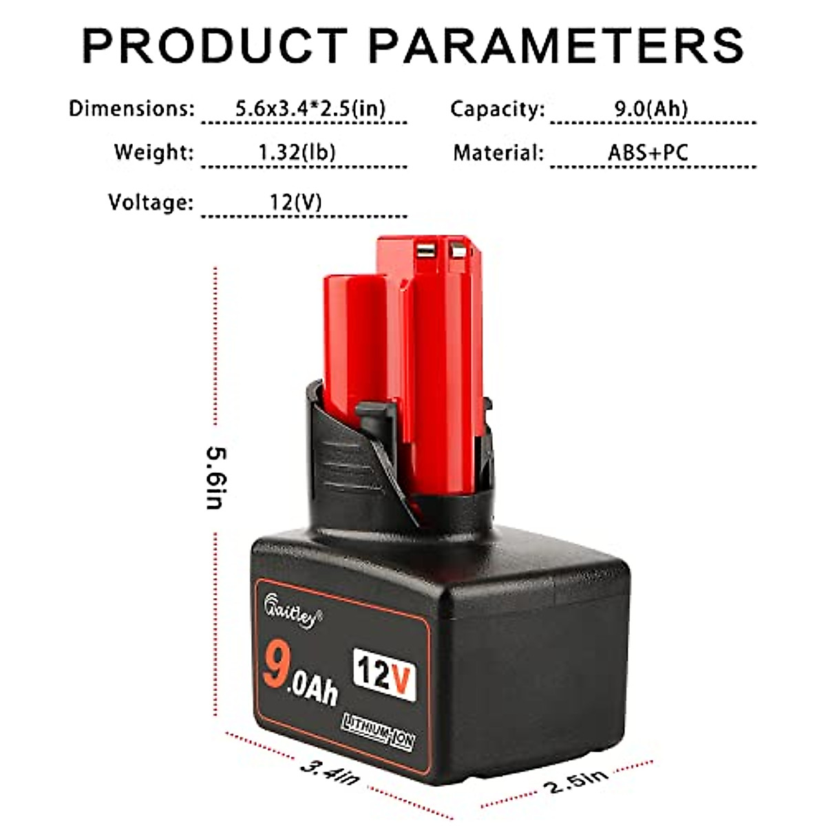 ZLWAWAOL M12 12V 9.0Ah Lithium-ion Replacement Battery Compatible with Milwaukee M12 Battery XC 48-11-2440 48-11-2412 48-11-2460 48-11-2411 48-11-2420 48-11-2402 48-11-2401 12-Volt M12 Cordless Tools