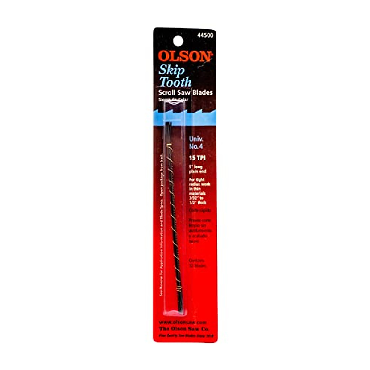 OLSON SAW FR44500 Skip Tooth 5-Inch x 0.015-Inch 15 TPI Scroll Saw Blade