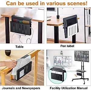 LUKETURE Desk Side Storage, Under Desk Storage, Steel Hanging Desk Organizer, Laptop Holder, with Pen Holder, Desk Storage Holder for Office and Home (Black 1 Tier)