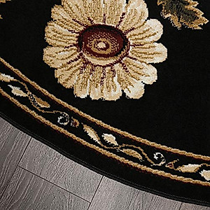 Home Dynamix Optimum Amell Traditional Floral Area Rug, 8 ft, Black/Burgundy