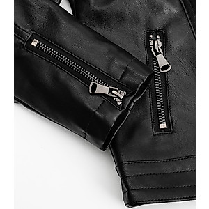 TLAENSON Boys Black Leather Jacket Studded Motorcycle Faux Leather Coat 4-5 Year Size 110