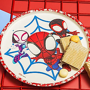 Zak Designs Marvel Spider-Man Dinnerware Set for Kids Includes 8" Plate, 6" Bowl, and 10oz Tumbler, Durable and Sustainable Melamine Bamboo Material (3-Piece Set, Spidey and His Amazing Friends)