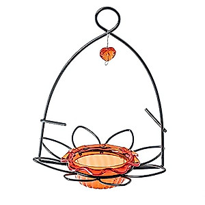 Birds Choice OFF Oriole Flower-Shaped Feeder w/Heart Ornament, Oriole Nectar & Jelly Feeder, 3oz Capacity, Orange