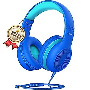 KLYLOP Kids Headphones with Microphone, Wired Headphone Over-Ear for Kids for School, 85/94dB Volume Limiter, Headphones for Kid with Share Function, Foldable Headset for iPad Kindle Fire