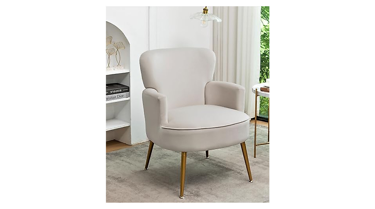 Trendy Velvet Accent Chair with Gold Legs for Modern Living Spaces