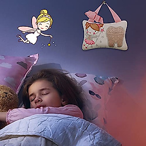 Qunclay Tooth Fairy Pillow with Pocket Kids Tooth Pillow Tooth Keepsake Pouch Tooth Fairy Gifts for Girl and Boy, 3.9 x 5.9 Inches (Sweet Style)