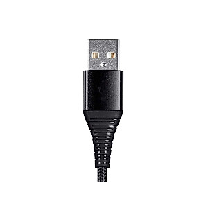 Monoprice Apple MFI Certified Lightning to USB Type A Charge & Sync Cable - Nylon-Braid, Durable, Kevlar-Reinforced, 1.5 Feet, Black - AtlasFlex Series