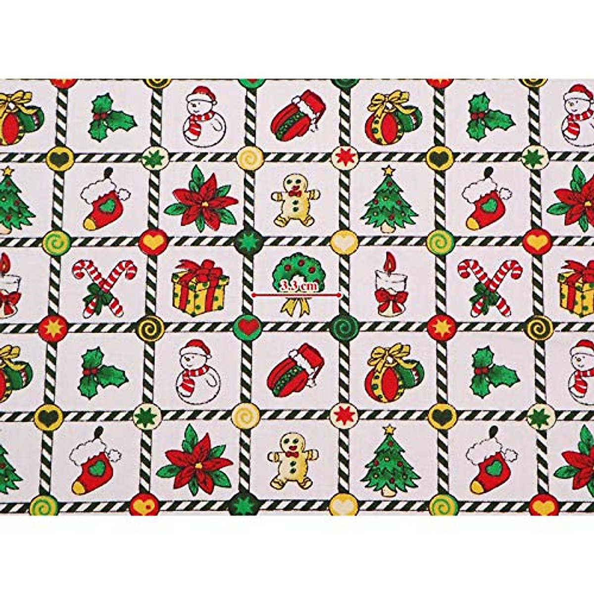 PHEZEN 10 Pieces Christmas Cotton Fabric Bundles, Sewing Square Fabric Scraps Quilting Fabric Squares Assorted Christmas Patterns Cotton Patchwork for DIY Craft Christmas Party Supplies, 25 x 25 cm