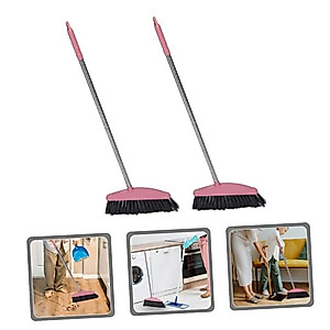 Zerodeko 2pcs Stainless Steel Broom Deck Scrub Brush Brooms Household Broom Indoor Broom Garbage Broom Patio Broom Room Cleaning Broom Heavy-Duty Broom Market Broom Stoop Broom Pink Plastic