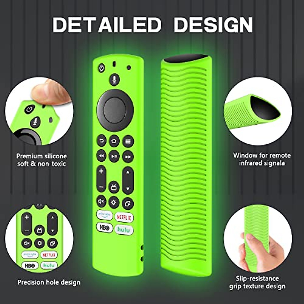 [2Pack] NS-RCFNA-21 Remote Cover for Toshiba and Insignia CT-RC1US-21 CT95018 FireTV Alexa Voice Control, Silicone Remote Case for TV Omni Series and 4-Series 4K UHD Smart TV Remote Glow in Dark