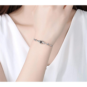 RWQDZOM Custom Photo Heart Projection Bracelet 925 Sterling Silver Adjustable Personalized Circle Photo Bracelet Couple Bracelet Friendship Bracelet Birthday Anniversary Valentines Day ​Gifts