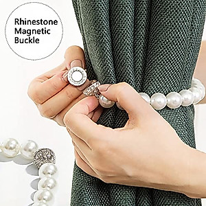 BAMFY Pearl Magnetic Curtain Tiebacks Handmade Weave Curtain Tie Backs Curtain Holders for Drapes Modern Window Draperies Decorative (Color : Brown)