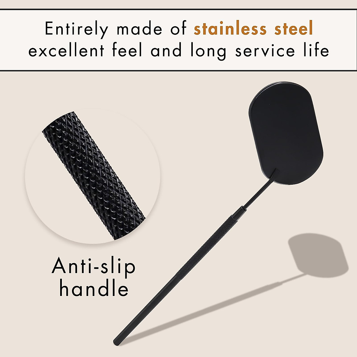 Embagol Lash Mirror Extra Large Makeup Mirror for Eyelash Extensions Detachable Stainless Steel Square Round Lash Extension Accessories(Black)