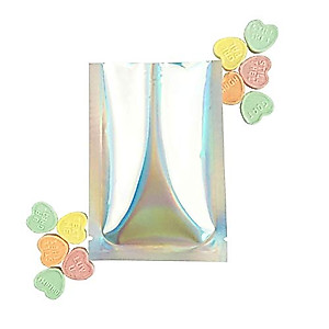 QQ Studio Food-Safe Glossy Heat Sealable Double-Sided Holographic SlickSeal™ Flat Bag with Tear Notch (100, 7x10cm (2.8x4"))