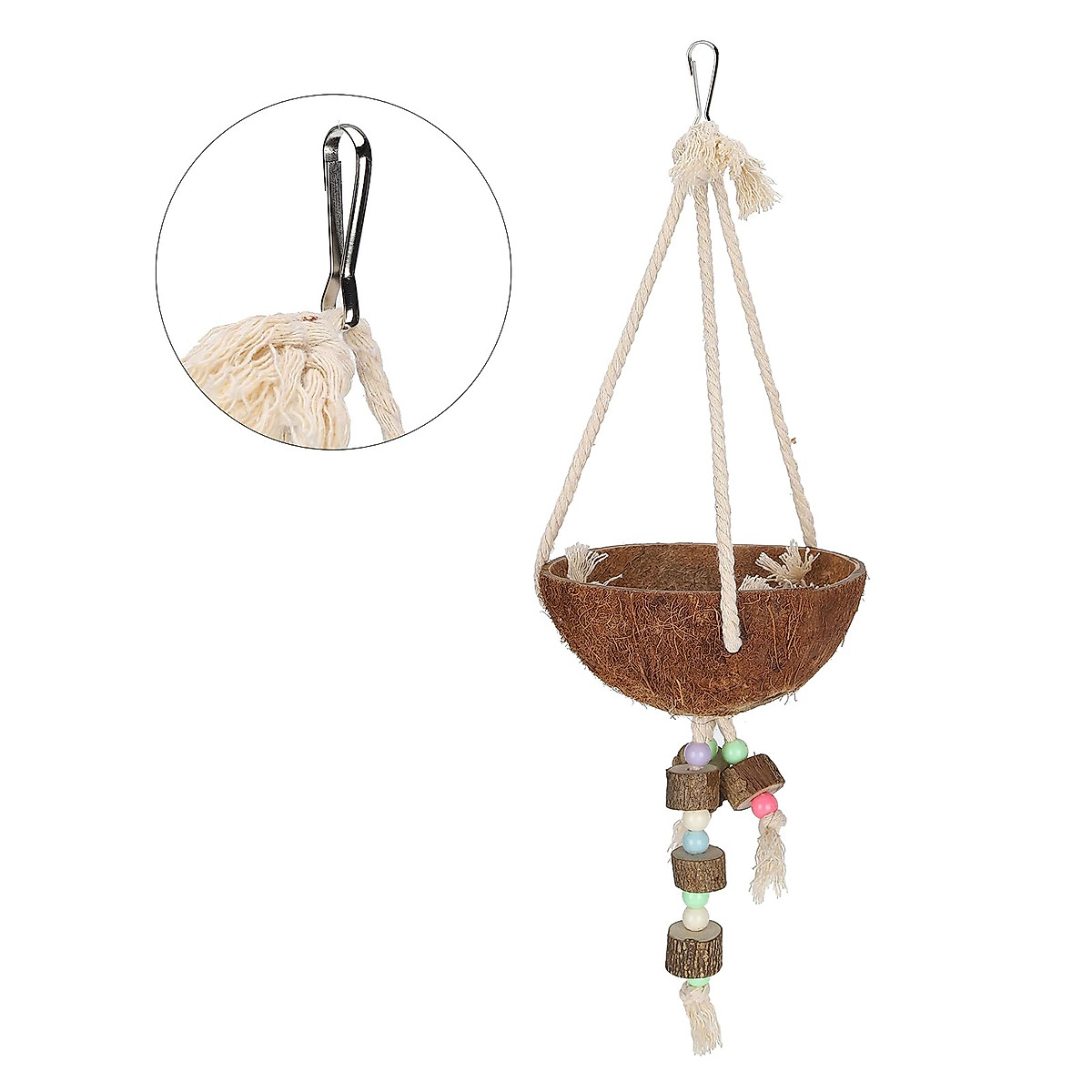Syuanmuer Parrot Coconut Shell Swing, Hanging Bed Coconut, Bird Nest Shell Swing, Birdhouse Cage Swing Toys for Parrot Parakeet Lovebird Finch Canary.