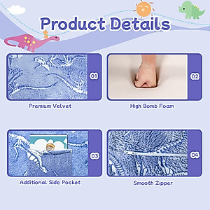 OSYKIU Kids Couch, 2-in-1 Toddler Sofa Fold Out, Comfy Toddler Sofa Chair, Convertible Kids Couch to Lounger, Dinosaur Baby Sofa Chair for Boys and Girls Gifts, Folding Kids Play Sofa Bed