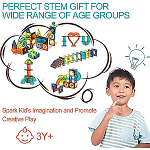 UNIQUE KIDS Magnetic Tiles Building Blocks with Marble Run STEM Toys STEAM Toys for Kids Ages 3-10+Year Old Boys Girls Best Christmas Birthday Gift (110 pcs)