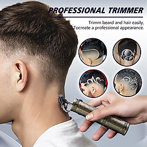 VAGARY Professional Electric Hair Clipper for Men,T Blade Beard Hair Trimmer,Clippers Cordless & Rechargeable Electric Shaver Haircut Clipper with Guide Combs,Home Barber Salon Set (Bronze)