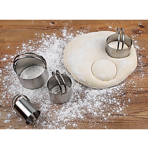 RSVP International Endurance Round Biscuit Cutters - Stainless Steel, Set of 4 | Nest for Easy Storage | For Cutting Thick or Thin Dough | Professional | High Handle Arch