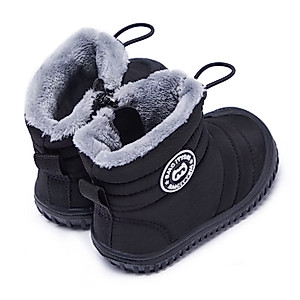 BMCiTYBM Baby Snow Boots Boys Girls Winter Infant Shoes Anti-Slip 6 9 12 18 24 Months Faux Fur Black Size 6-12 Months Infant