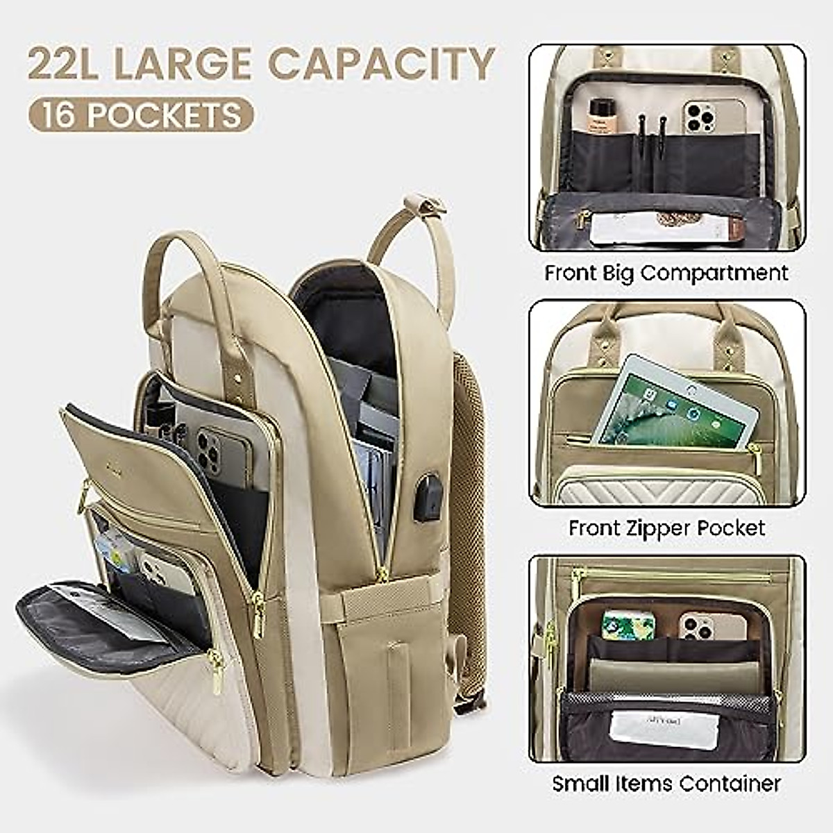 LOVEVOOK 15.6 Inch Laptop Backpack for Women,Fashion Work Travel Backpack,Waterproof Day Pack Purse for Teacher Nurse