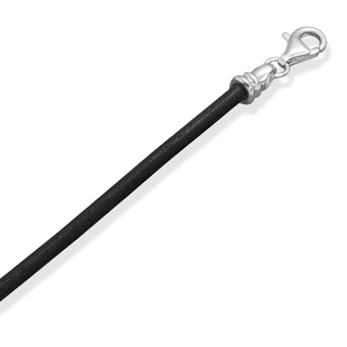 AzureBella Jewelry Black Leather Cord Bracelet also for Story Beads Sterling Silver