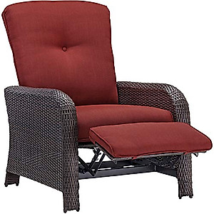 Hanover Strathmere Outdoor Luxury Recliner, Rich Brown/Crimson Red