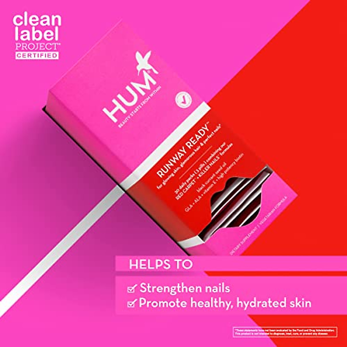 HUM Runway Ready Set - Support for Strong Hair, Skin and Nails - Vitamin Pack Blend of Vegan Biotin, Black Currant Seed Oil & Sunflower Seed Oil - Healthy Hair, Nails & Skin Vitamins (30 Day Supply)