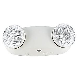 LED Emergency Exit Light with 2 Adjustable Head Flood Lights, OSTEK Emergency Lights for Business, 90min Backup Battery, Fire Resistant 120-277V (UL 94V-0) (1pack)