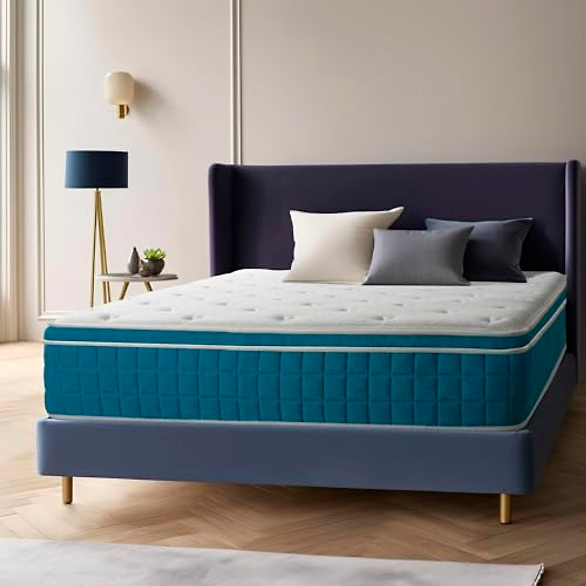 Askme Twin XL Mattress 12 Inch Innerspring Mattress Bed in a Box,Medium Firm Cooling Gel Memory Foam Mattress Individually Wrapped Pocket Coils with One Free Memory Foam Bed Pillow CertiPUR-US