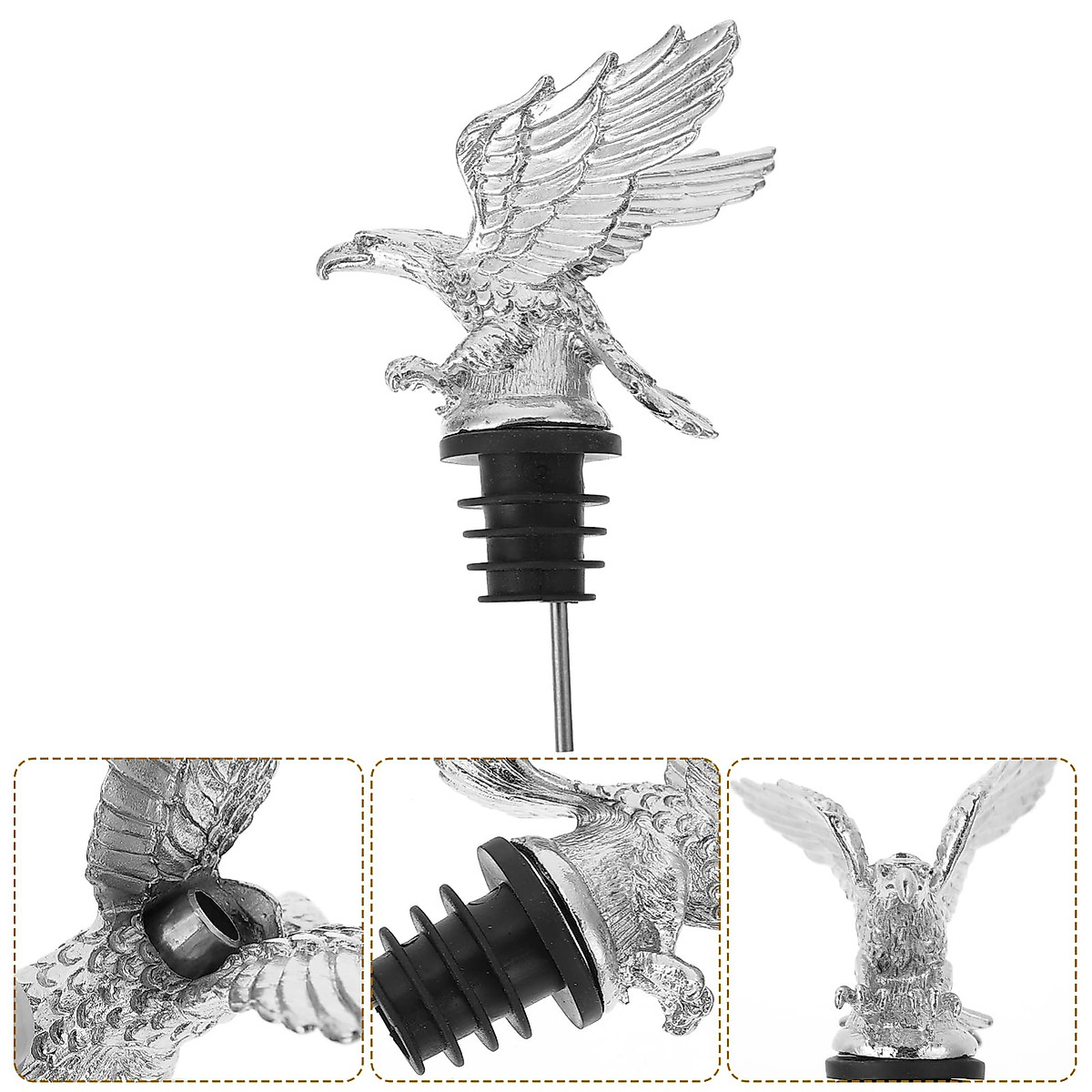 Wine Pourer Wine Aerators Stainless Wine Pourer Animal Head Bottle Pourer Unique Gift Ideas Bar Accessories Birthday Wedding Gifts Silver