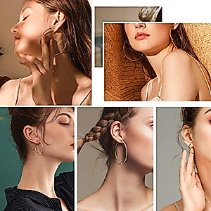 ChicSilver Huge Hoop Earrings, Hypoallergenic 18K Gold Plated Sterling Silver Hoop Earrings Endless Circle Big Hoops for Women (70mm)