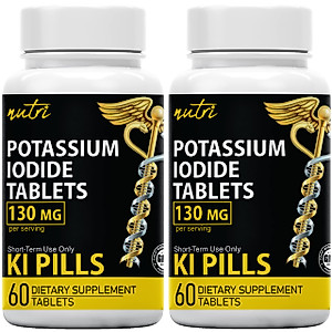 Potassium Iodide Tablets 130 mg (2 Pack) - (120 Tablets) EXP 10/2032 - Ki Pills Potassium Iodine Tablets - Potassium Iodine Pills Yoduro de potasio