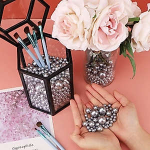 Suream Multi-Size Silver Floating Beads - 8/14/20mm, 500PCS No Hole Artificial Beads and 4600PCS Gel Water Beads for Vase Filler, Table Scatters, Candle Centerpieces, Wedding, Birthday, Floral Decore