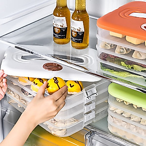 Jonvin 4-Layer Food Storage Containers,Food Storage Containers with Lids Dumpling Storage Box,Good Sealing,Stackable Dumpling Food Containers