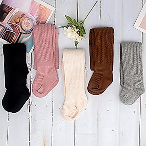 4/5 Pack Baby Girls Cable Knit Tights Cotton Rich Toddler Footed Stockings Thick Winter School Leggings Dance Pantyhose