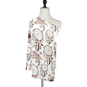 Watercolor Ethnic Boho Floral Baby Car Seat Covers Dream Catchers FlowersCar seat Canopy Soft Infant Stroller Cover Nursing Breastfeeding Covers for Girls Boys Newborn Fit Summer Spring Autumn