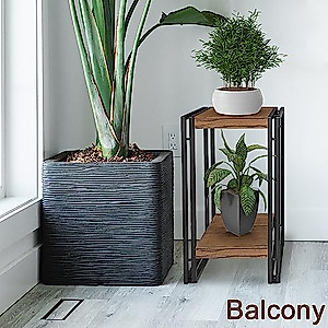 fusehome 22 inch Plant Stand Table, 2 Tier Plant Shelves Indoor Flower Pots Stand Holder Modern Corner Plant Stand Rack Shelves Square Plant Tables for Office Living Room, Balcony