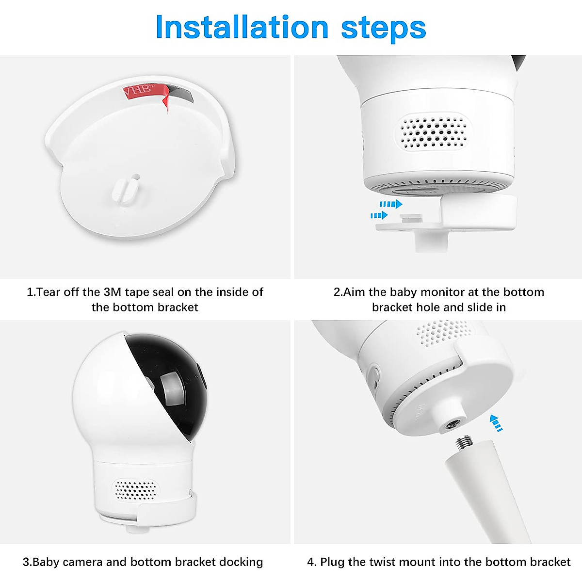 HOLACA Baby Monitor Flexible Mount Crib Mount for Eufy Spaceview, Spaceview Pro and Spaceview S Baby Monitor - Twist Versatile Mounting Kit for eufy Baby Monitor