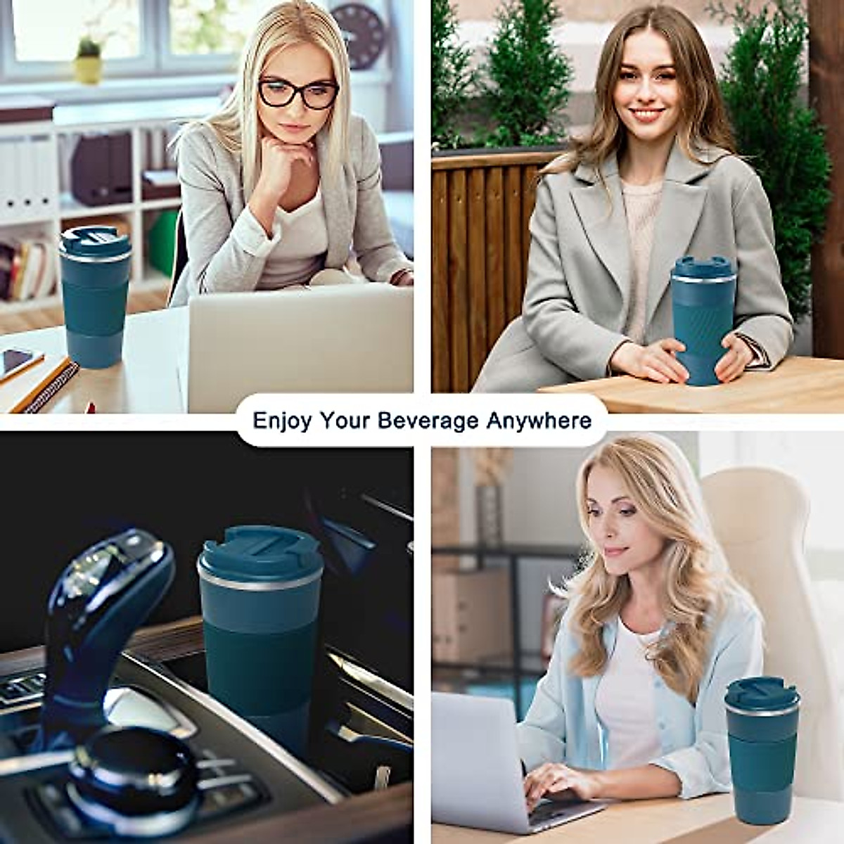 Coffee Travel Mug, 17OZ Double Walled Insulated Vacuum Coffee Tumbler With Leakproof Flip Insulated Coffee Mug, For Hot And Cold Water Coffee And Tea In Travel Car Office School Camping (Blue, 17OZ)