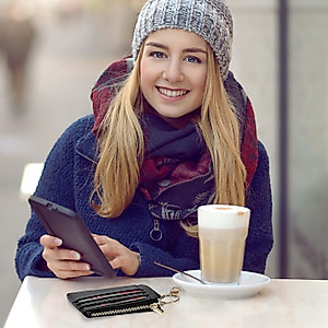 Sodsay Card Case Slim Front Pocket Wallet for Women Credit Card Holder with Keychain(CH Black)