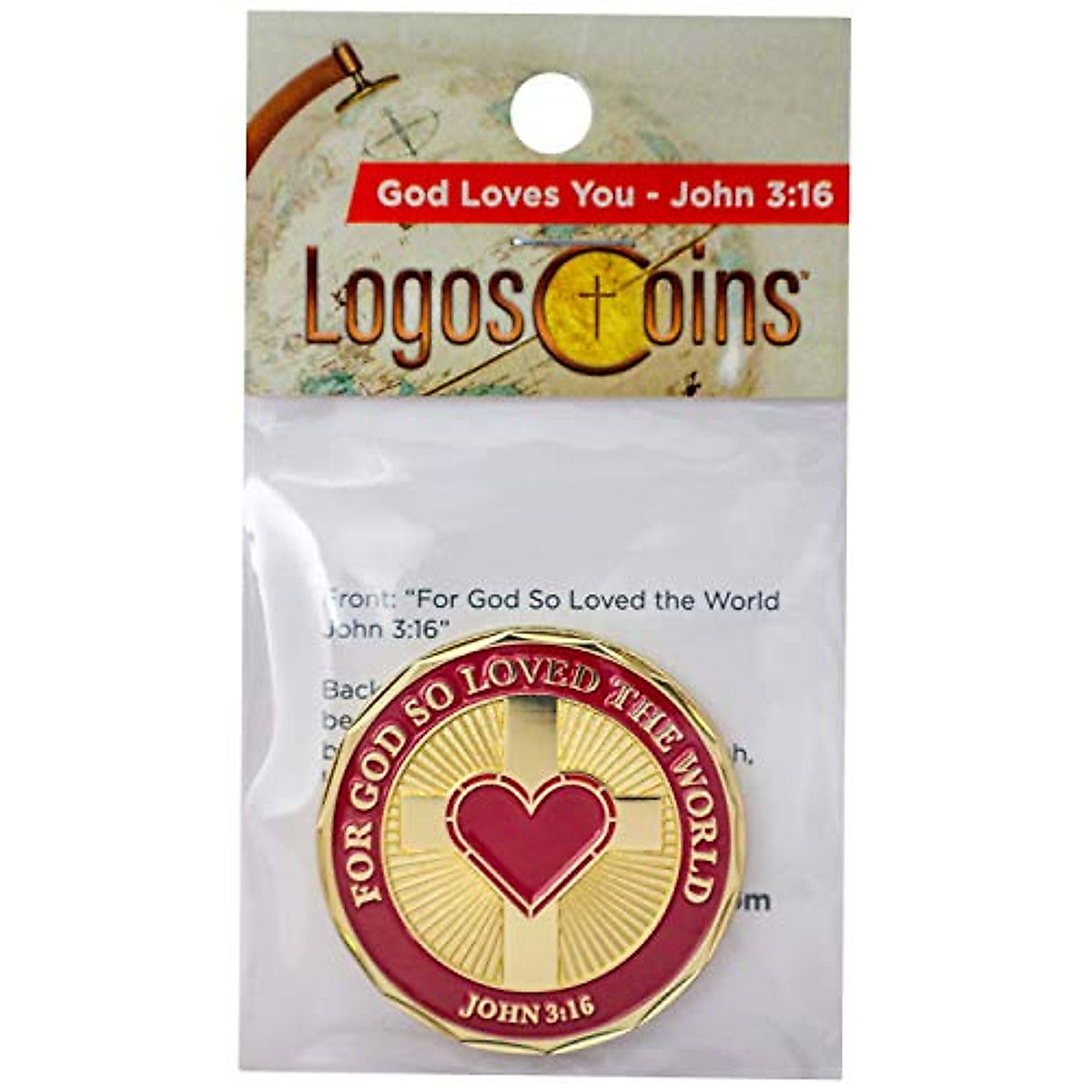 God Loves You Coin, for God So Loved The World That He Gave His Only Begotten Son, John 3:16 Gift. Gold Plated Christian Challenge Coin. Collectible. Eternal Life, Heavenly Father’s Heart Token.