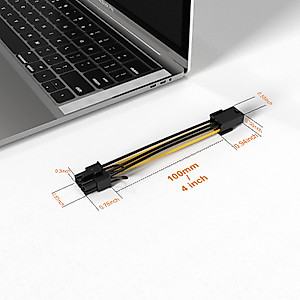 Pcie Cable for CableCreation, 6 Pin Pcie Adapter to 8 Pin Pcie Cable, 2-Pack 6-pin to 8-pin PCIe Express Power Adapter Cable, 4 Inches / 10CM