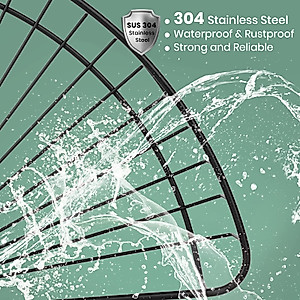 COSYLAND Corner Shower Shelf Set of 2, Stainless Steel 304, Shower Basket without Drilling, for Bathroom/Kitchen/Bedroom, with Self-Adhesive Mat, 4 Pieces and 2 Hooks, Black