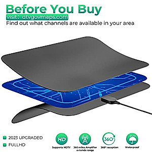 2023 Upgraded TV Antenna Smart Digital HD Indoor Outdoor Antenna Amplifier 380+ Miles Range - Support 4K 1080p Fire Stick and All Television VHF UHF - Signal Booster for Local Channels - 18ft Cable