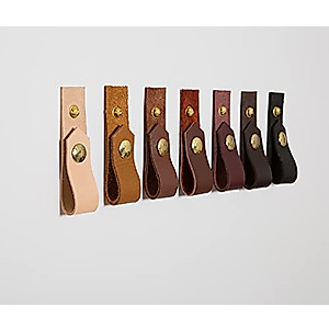KEYAIIRA - Leather Hanger Strap with Snap that Opens & Closes - functional wall entryway organizer hook bathroom hand towel holder brass boho decor wall jewelry holder